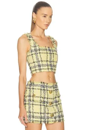 Balmain Glitter Tweed Tartan Top