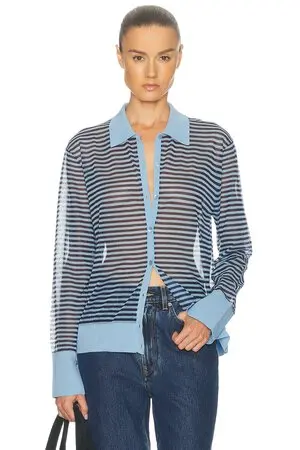 FRAME The Collared Cardigan - Powder Blue Multi