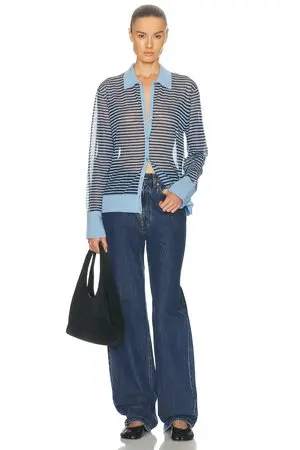 FRAME The Collared Cardigan - Powder Blue Multi