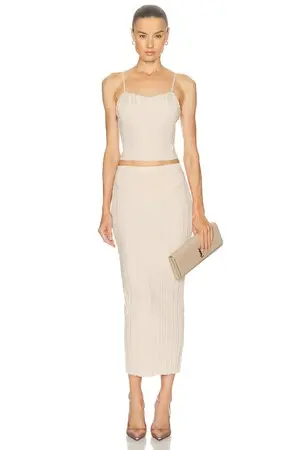 FLEUR DU MAL Rib Darted Cami Top - Tahini