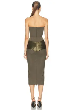 Alex Perry Strapless Satin Drape Dress
