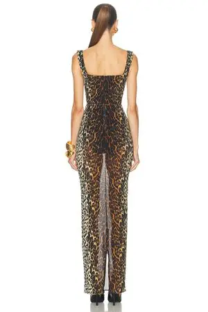 Alex Perry Cupped Column Dress - Leopard Print