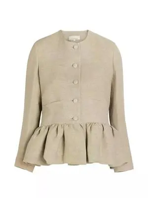 LIBEROWE Buttoned Ruffled-hem Jacket - Neutrals
