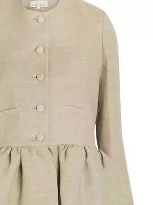 LIBEROWE Buttoned Ruffled-hem Jacket - Neutrals