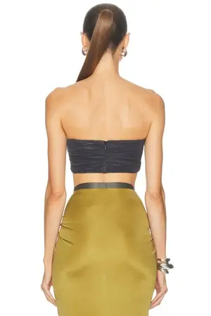Atlein Pleated Draped Crop Top
