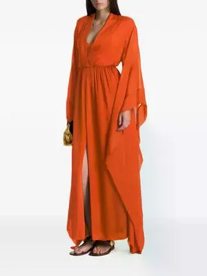 Alberta Ferretti Long-sleeve Maxi Dress - Orange
