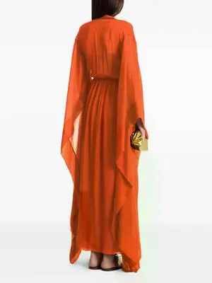 Alberta Ferretti Long-sleeve Maxi Dress - Orange