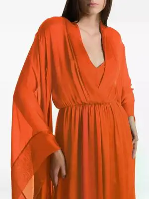 Alberta Ferretti Long-sleeve Maxi Dress - Orange