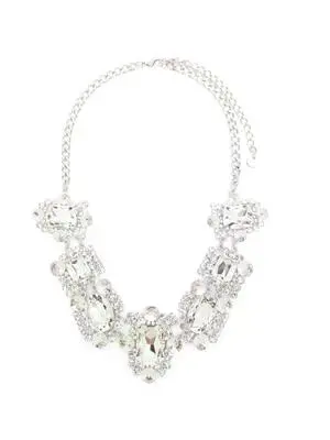 SELF-PORTRAIT Cluster Crystal Necklace - Silver