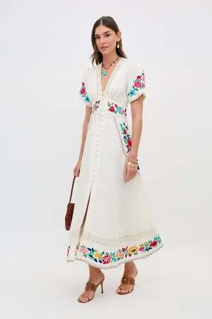 Rixo Novara Embroidered Dress