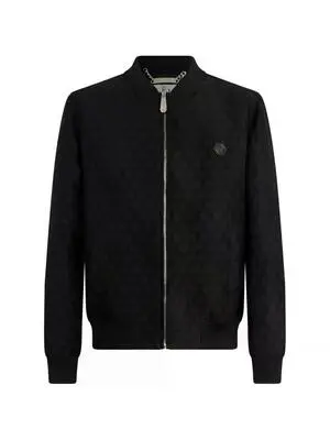 Philipp Plein Jacquard Monogram Bomber Jacket - Black