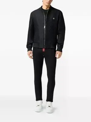 Philipp Plein Jacquard Monogram Bomber Jacket - Black