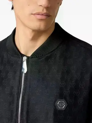 Philipp Plein Jacquard Monogram Bomber Jacket - Black