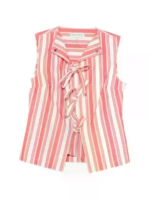Stine Goya Striped Tie-front Sleeveless Top - Red