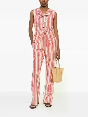 Stine Goya Striped Tie-front Sleeveless Top - Red