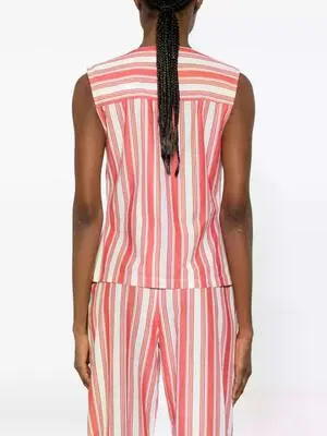 Stine Goya Striped Tie-front Sleeveless Top - Red