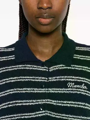 Moncler Striped Embroidered Polo Shirt - Blue