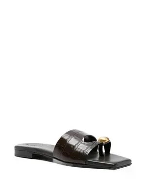DONNARÌ Croc-effect Flat Sandals