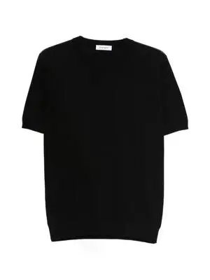 KANGRA Cotton Short-sleeve Sweater - Black
