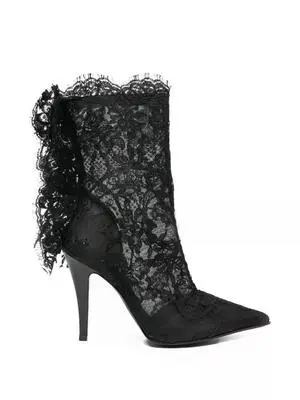 Alexander McQueen Heron Lace-trimmed Stiletto Boots