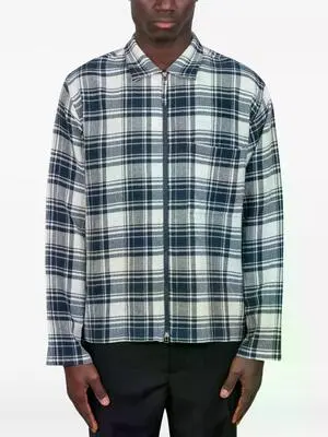 Universal Works Zipped Plaid Shirt - Blue