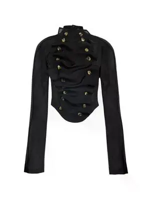 A.W.A.K.E. Mode Bib-front Structured Blouse