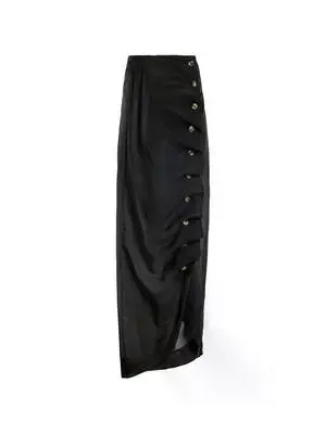 A.W.A.K.E. Mode Button-embellished Midi Skirt