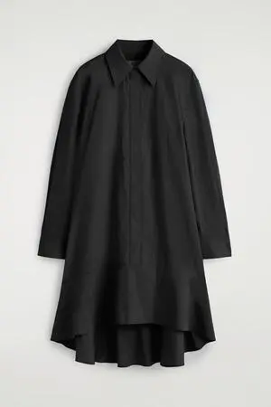 Cos Flared Cotton Mini Shirt Dress - Black