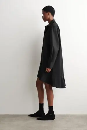 Cos Flared Cotton Mini Shirt Dress - Black