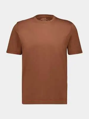 Fedeli Sienna Knitted Cotton T-shirt - Brown
