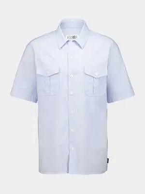 MAISON MARGIELA Light Striped Cotton Short Sleeve Shirt - Blue