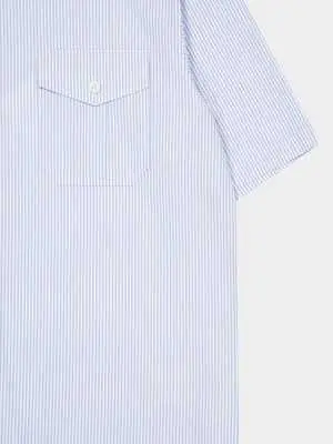 MAISON MARGIELA Light Striped Cotton Short Sleeve Shirt - Blue