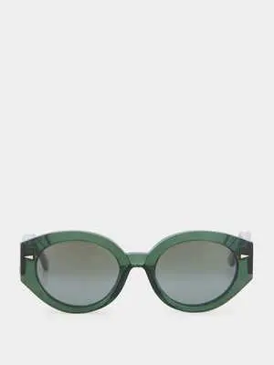 AHLEM Art Deco Round Sunglasses - Green