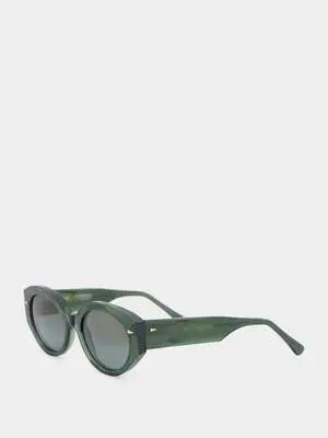 AHLEM Art Deco Round Sunglasses - Green