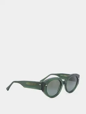 AHLEM Art Deco Round Sunglasses - Green