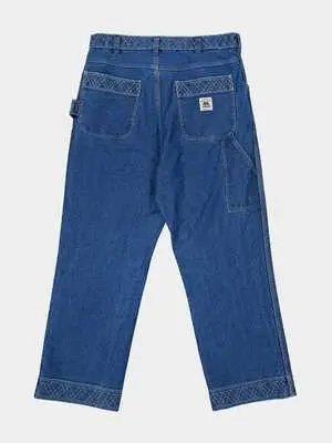 BODE Indigo Embroidered Denim Knolly Brook Trousers - Blue