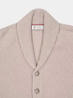 Brunello Cucinelli Cotton Rib Knit Cardigan - Beige