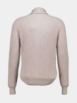 Brunello Cucinelli Cotton Rib Knit Cardigan - Beige