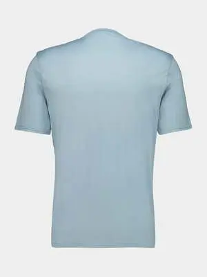 Fedeli Light Cyan Knitted Cotton T-shirt - Blue