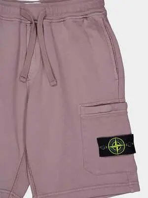 Stone Island Cotton Fleece Jogger Shorts - Purple
