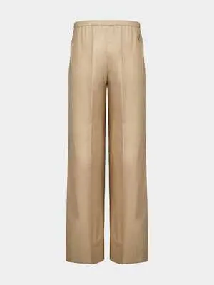 Moncler Cotton Poplin Wide-leg Trousers - Beige