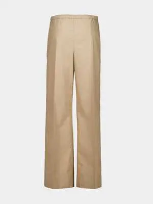 Moncler Cotton Poplin Wide-leg Trousers - Beige