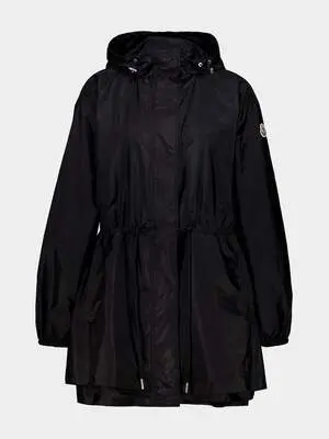 Moncler Hooded Ruched Rain Jacket - Blue