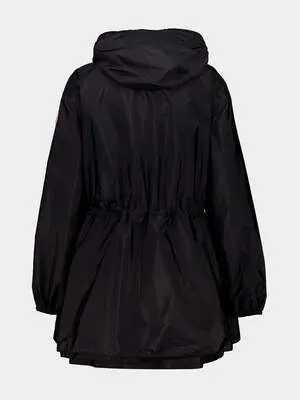 Moncler Hooded Ruched Rain Jacket - Blue