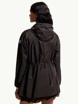 Moncler Hooded Ruched Rain Jacket - Blue
