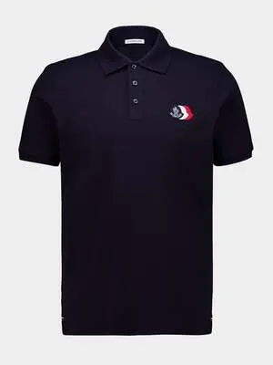 Moncler Dark Cotton Piqué Polo Shirt - Blue
