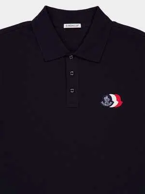 Moncler Dark Cotton Piqué Polo Shirt - Blue