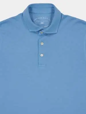 Fedeli Steel Knitted Cotton Polo Shirt - Blue