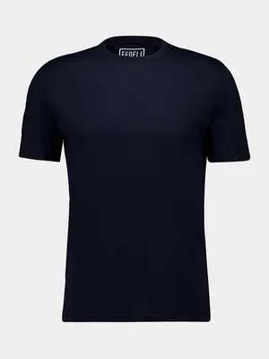 Fedeli Midnight Knitted Cotton T-shirt - Blue