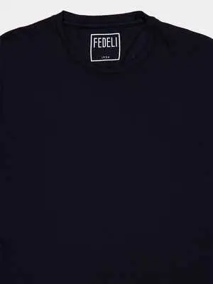 Fedeli Midnight Knitted Cotton T-shirt - Blue